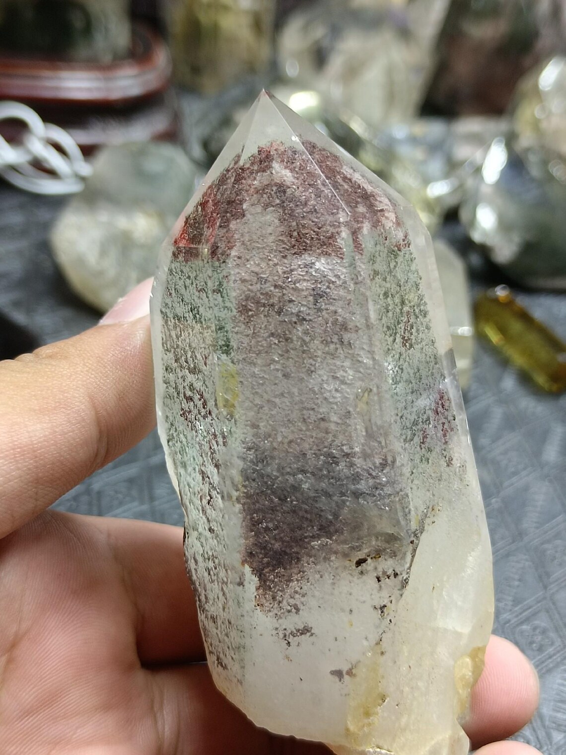 Phantom Quartz Obelisk, Green Red Garden Quartz Tower, Green Lodolite ...