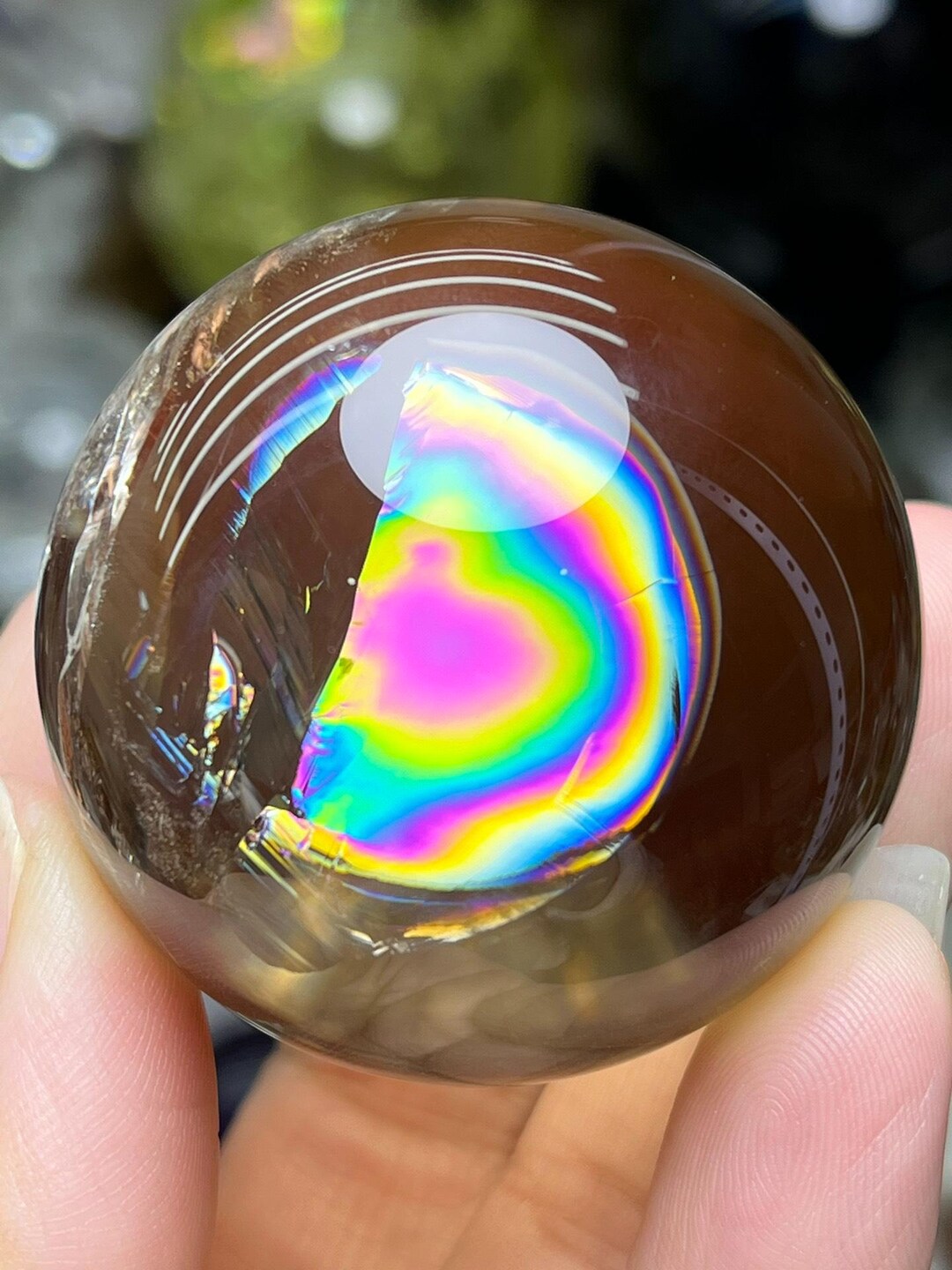 45.8mm Rainbow Citrine Quartz Sphere, Citrine Rainbow Crystal Ball ...
