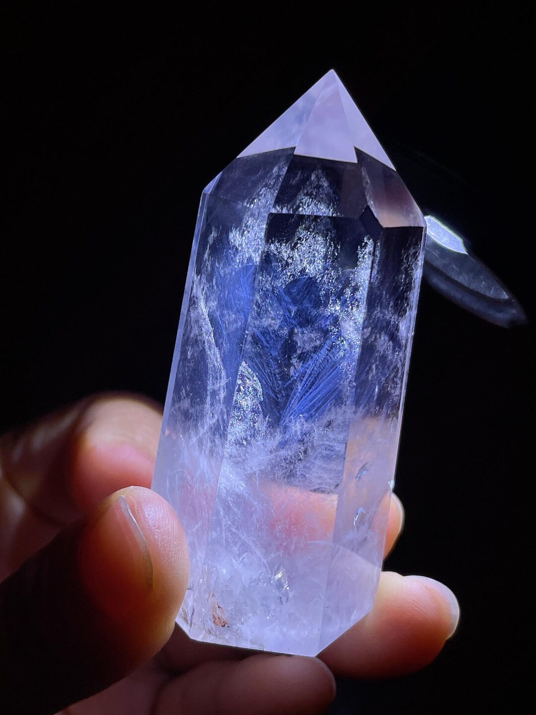 Beautiful Clear Quartz Tower With Blue Rutiles, Rainbow Blue Needle ...