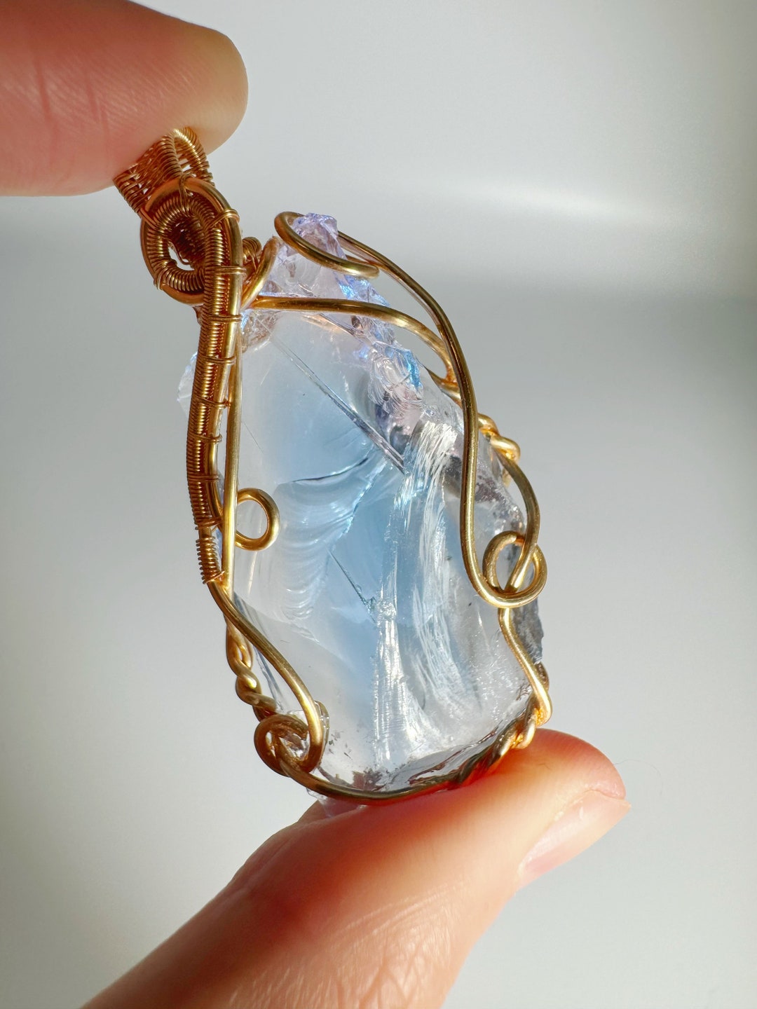 Beautilful Light Blue Purple Andara Pendant for Spiritual Guidance, 18k ...