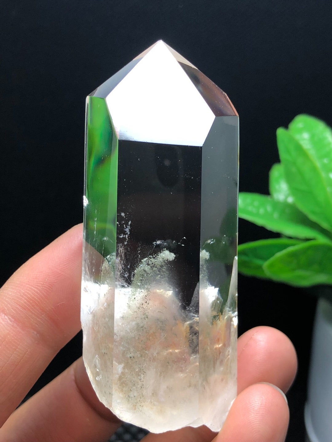 Beautiful Clear Quartz Point Tower, Clear Healing Crystals With Garden ...