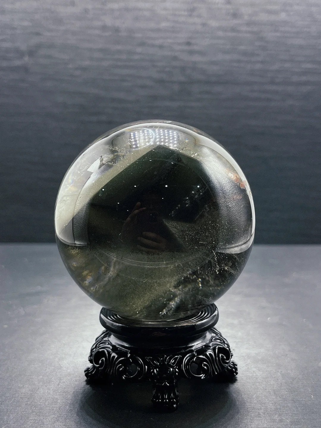 68mm Green Garden Quartz Sphere, Phantom Quartz Ball, Lodolite Crystal ...