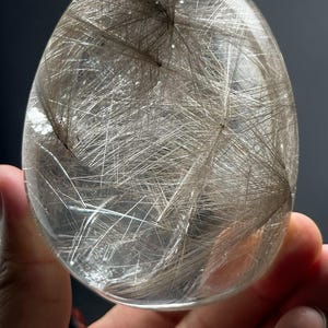 Silver Rutilated Quartz Clear Quartz Egg, Silver Needle Crystal ...