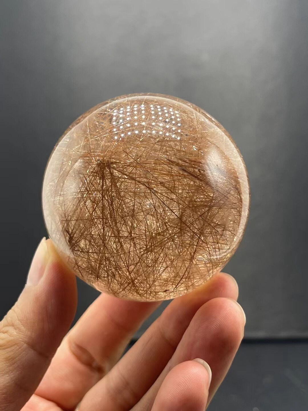 Beautiful 60mm Gold Rutilated Quartz Sphere, Gold Needle Crystal Ball ...