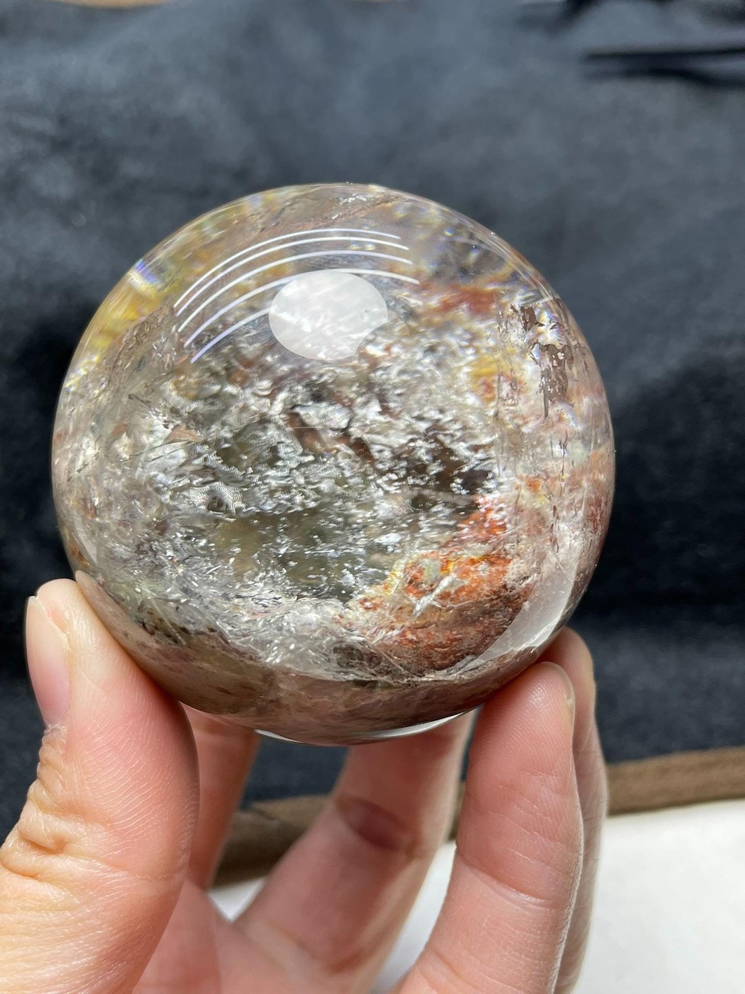 Beautilful 60mm Green Phantom Quartz Sphere, Garden Quartz Orb ...