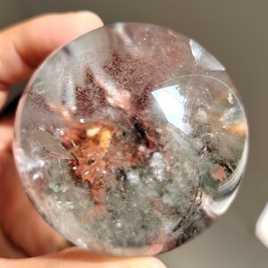 Beautiful 64mm Red Phantom Quartz Sphere, Red Garden Quartz Ball With ...