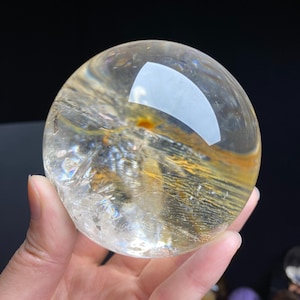 Beautiful 88mm Large Clear Quartz Sphere, Elestial Quartz Crystal ...
