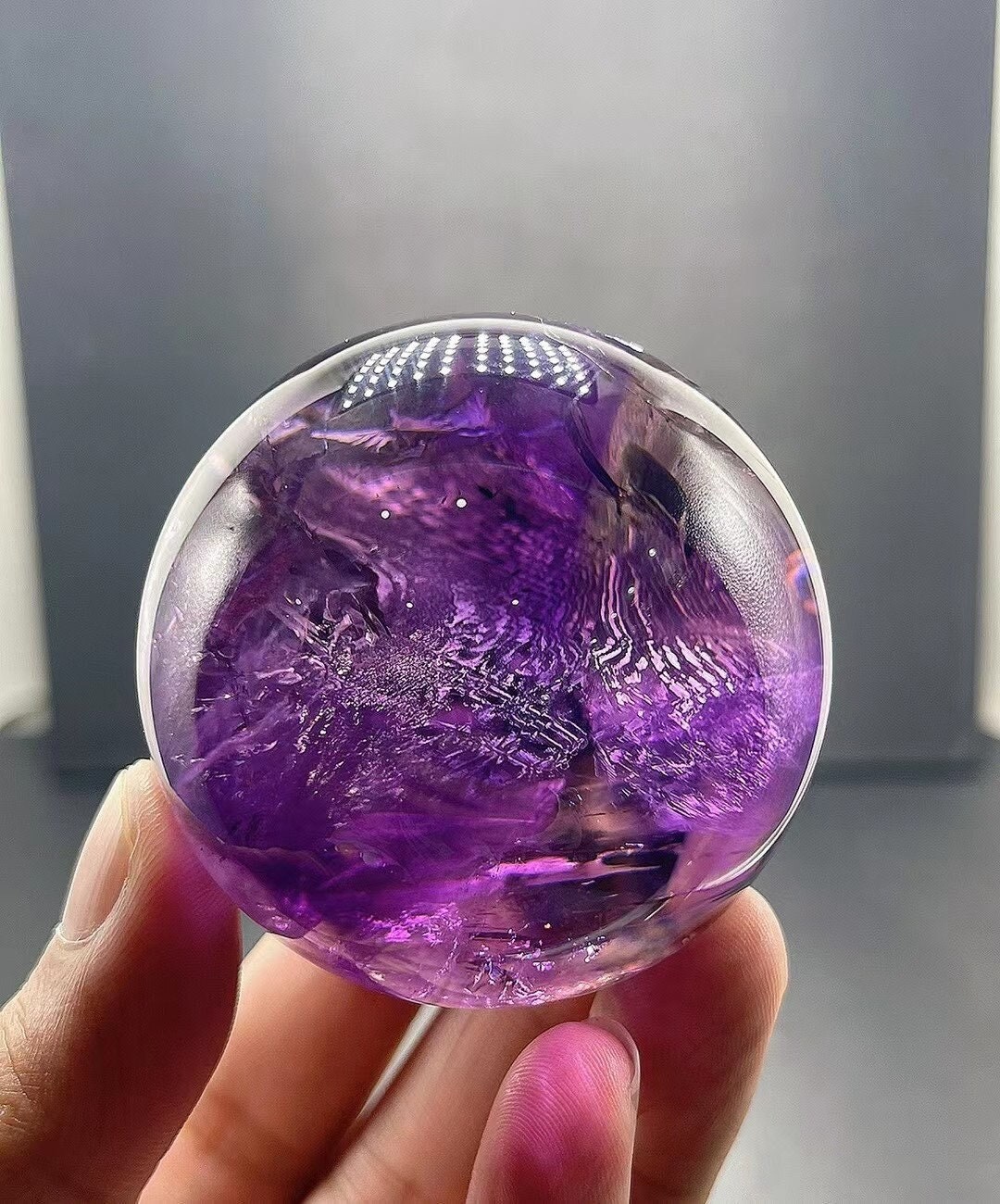 Beautiful 56mm Deep Purple Amethyst Sphere, Rainbow Amethyst Ball ...