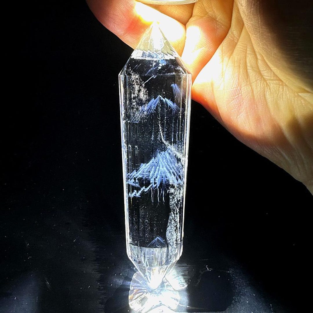 Beautiful Clear Quartz Tower With Blue Rutiles, 24 Side Blue Needle ...