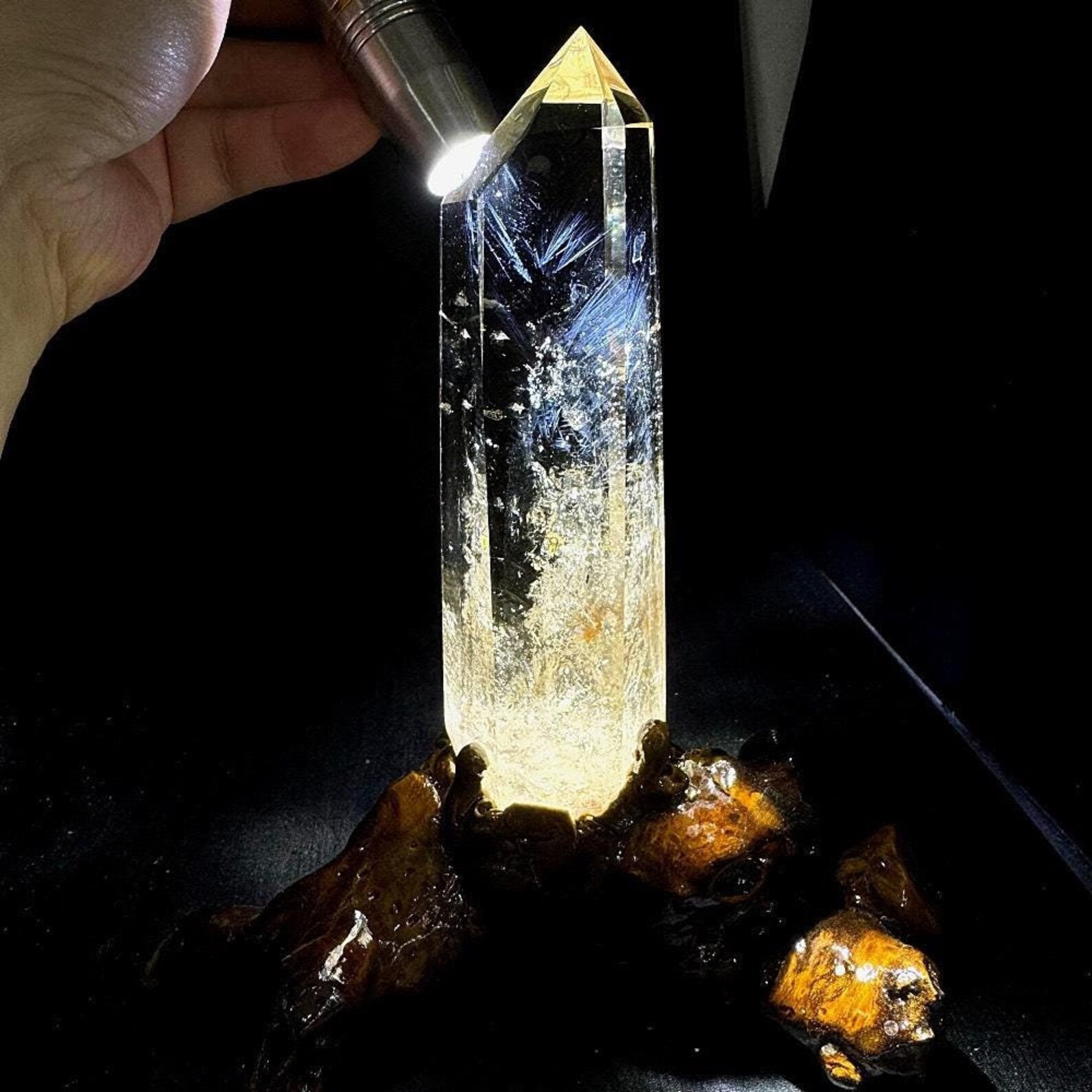 Beautiful Clear Quartz Tower With Blue Rutiles, Blue Needle Clear ...