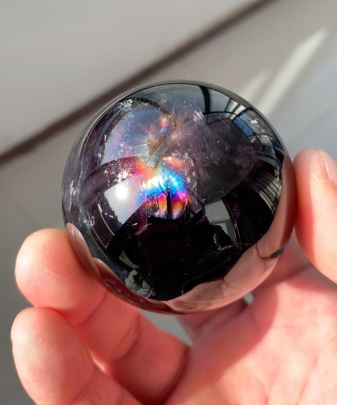 58.5mm Deep Imperial Purple Amethyst Sphere, Rainbow Amethyst Ball ...