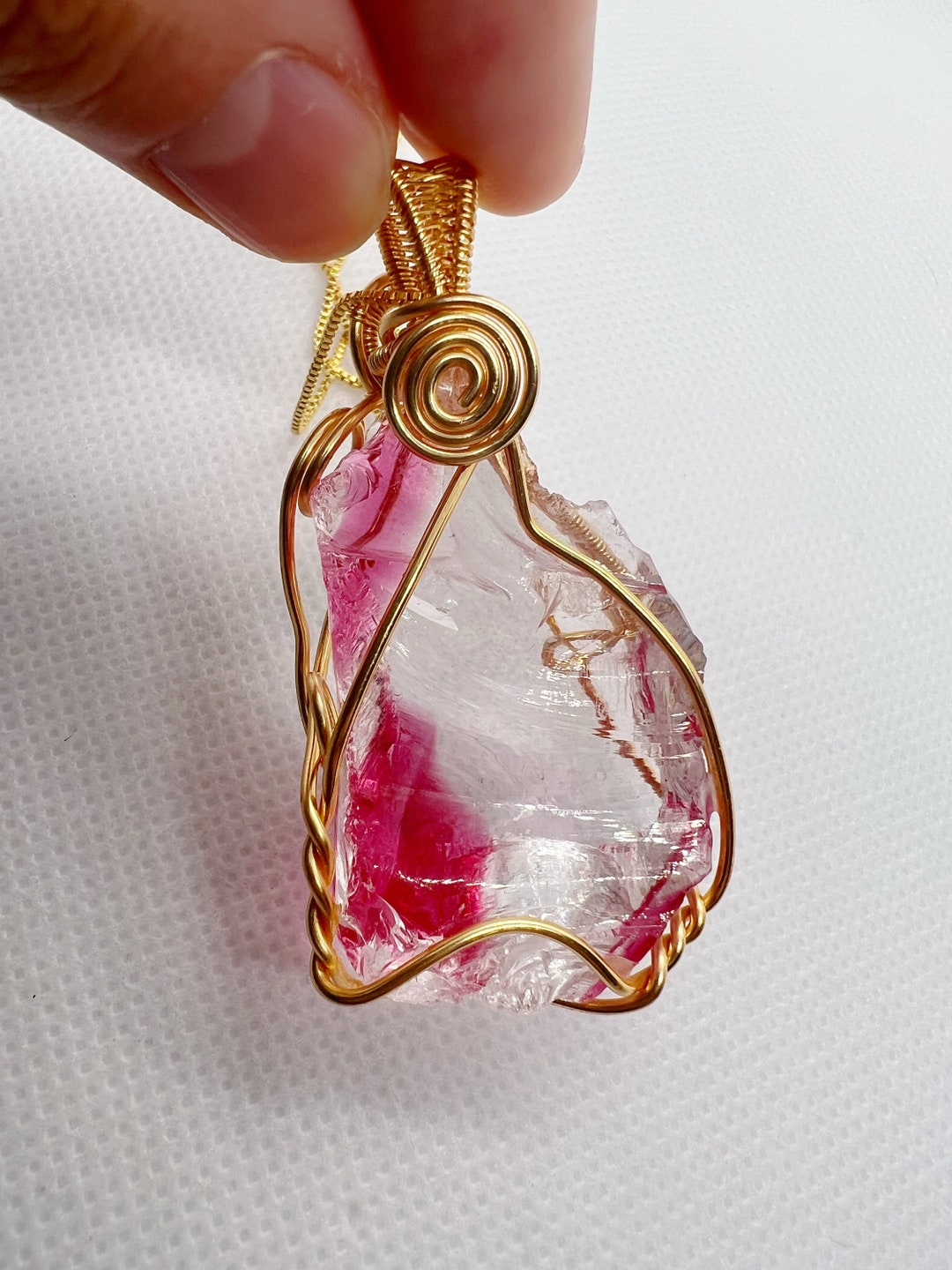 Berry Red Andara Oracle Pendant for Spiritual Guidance, 18k Wire ...