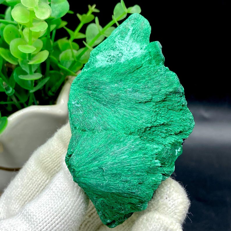Green Velvet Malachite Fibrous Crystal Stone From Congo, Raw Free Form ...