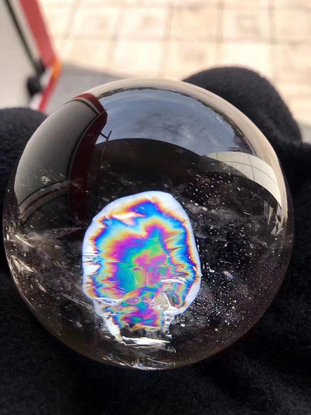 Beautiful 80mm Large Rainbow Clear Quartz Sphere, Natural Water Clear ...