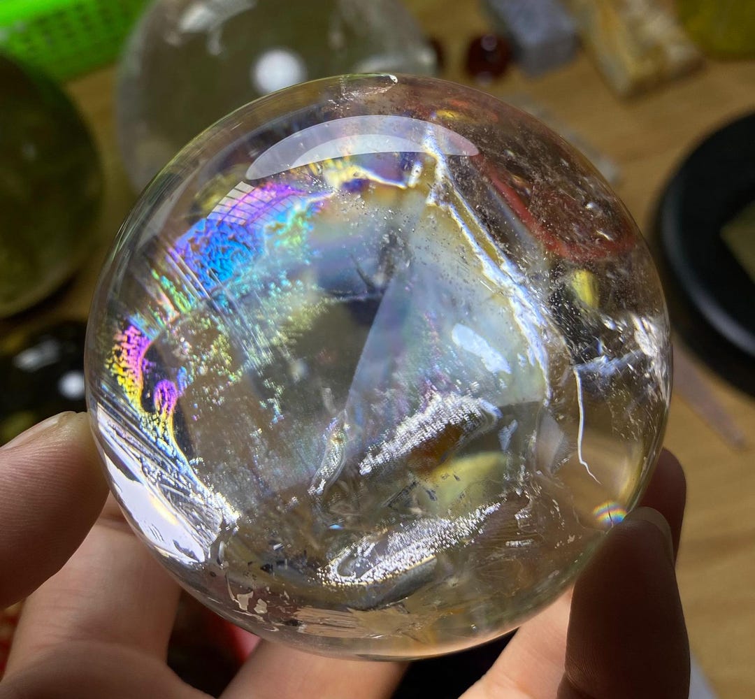 Beautiful 73mm Clear Crystal Sphere, Water Clear Crystal Sphere ...