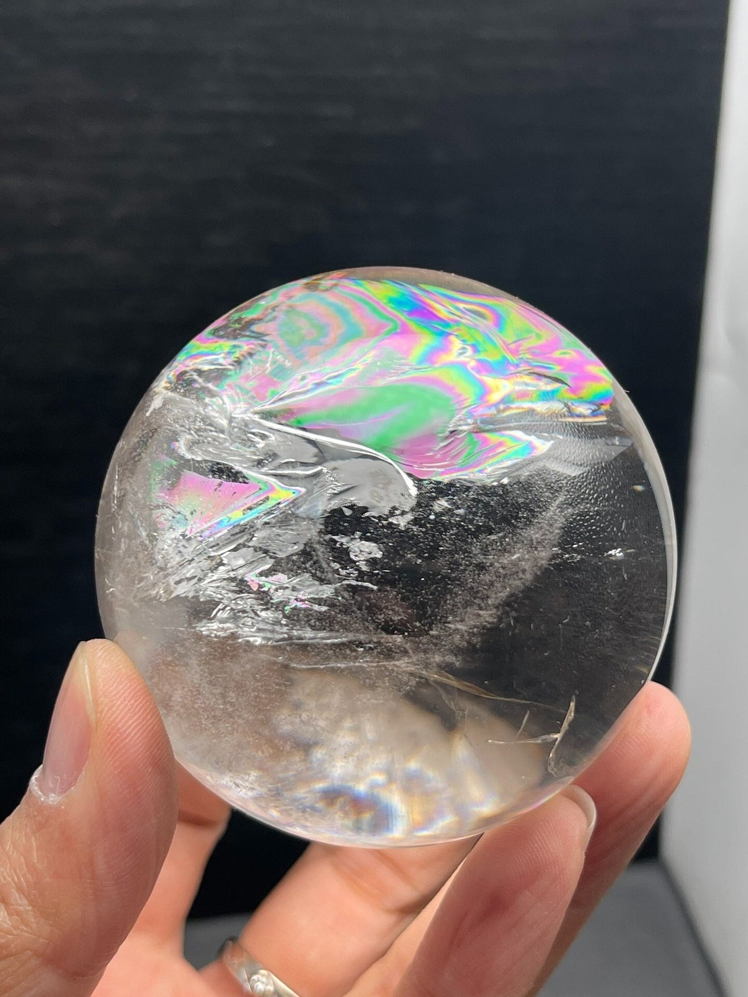 Beautiful 67mm Rainbw Clear Quartz Sphere, Natural Water Clear Rainbow ...