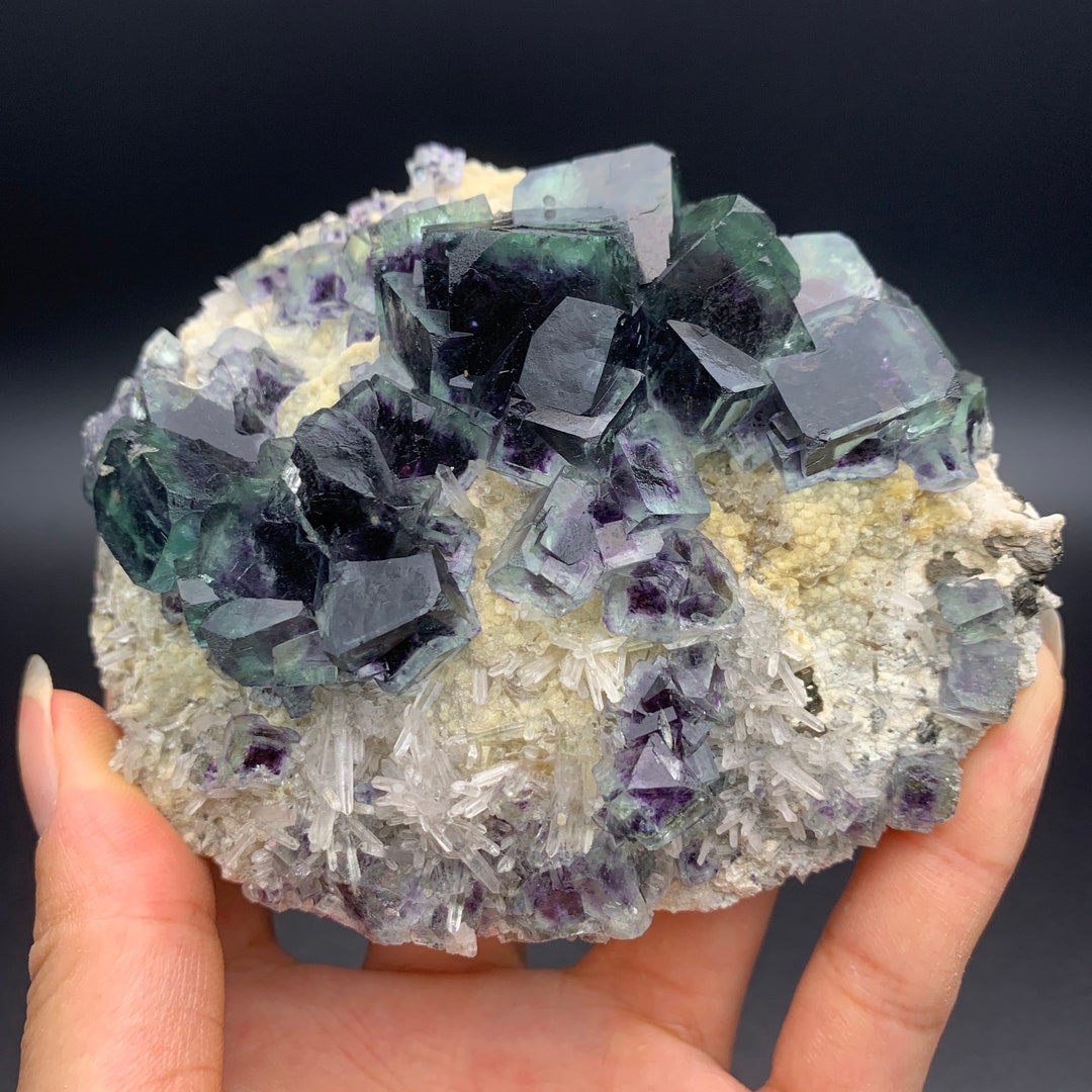 Beautiful Bi-color Inner Mongolia Phantom Fluorite Crystal, Yindu Mine ...
