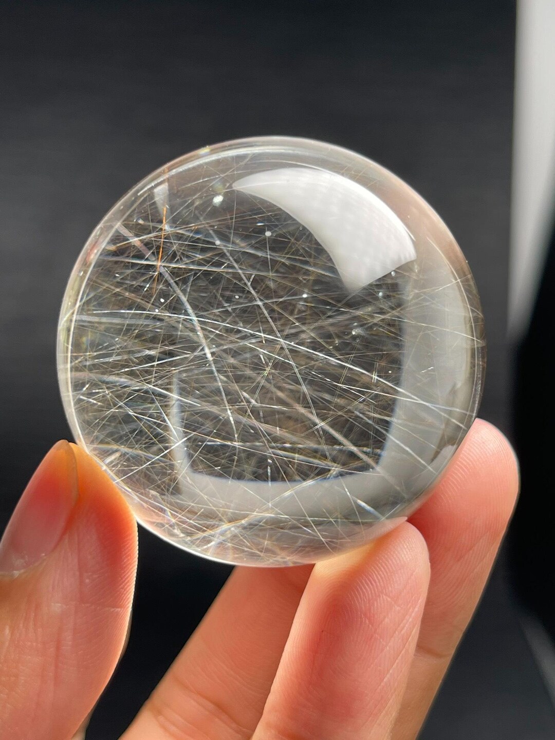 47mm Rutilated Quartz Sphere, Silver Needle Crystal Ball, Quality ...