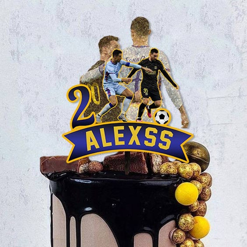 Soccer Cake Topper Messi and Ronaldo Cake Topper Kids Cake Topper ...