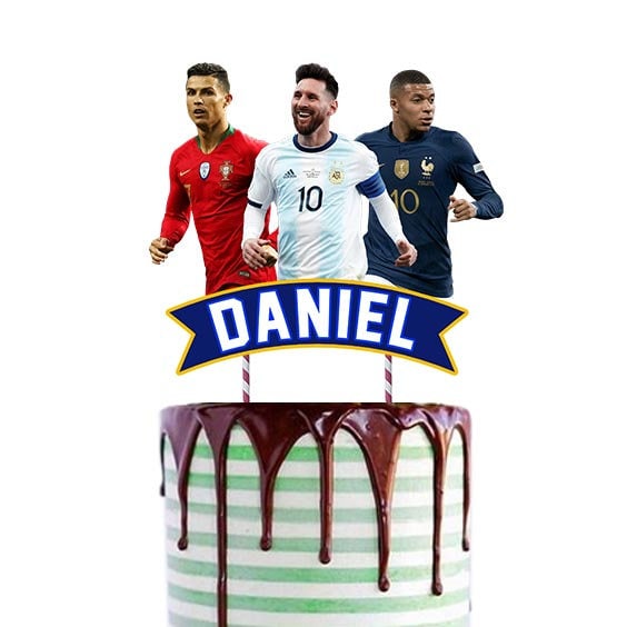 Topper de pastel de fútbol / Topper de pastel de Ronaldo y Messi ...
