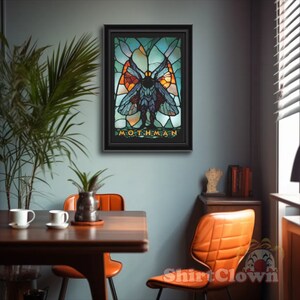 Mothman Stained Glass Art Print | Cryptid Artwork | Cult Monster Decor ...