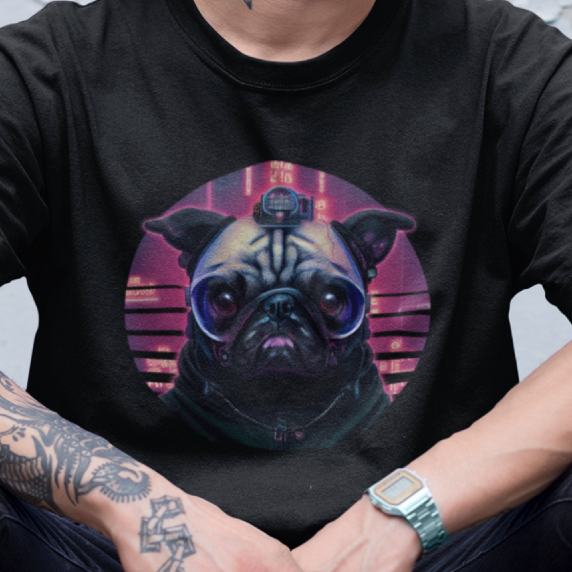 Vaporwave Cyberpunk Cyber Pug T-shirt Cyberpug Teeshirt - Etsy