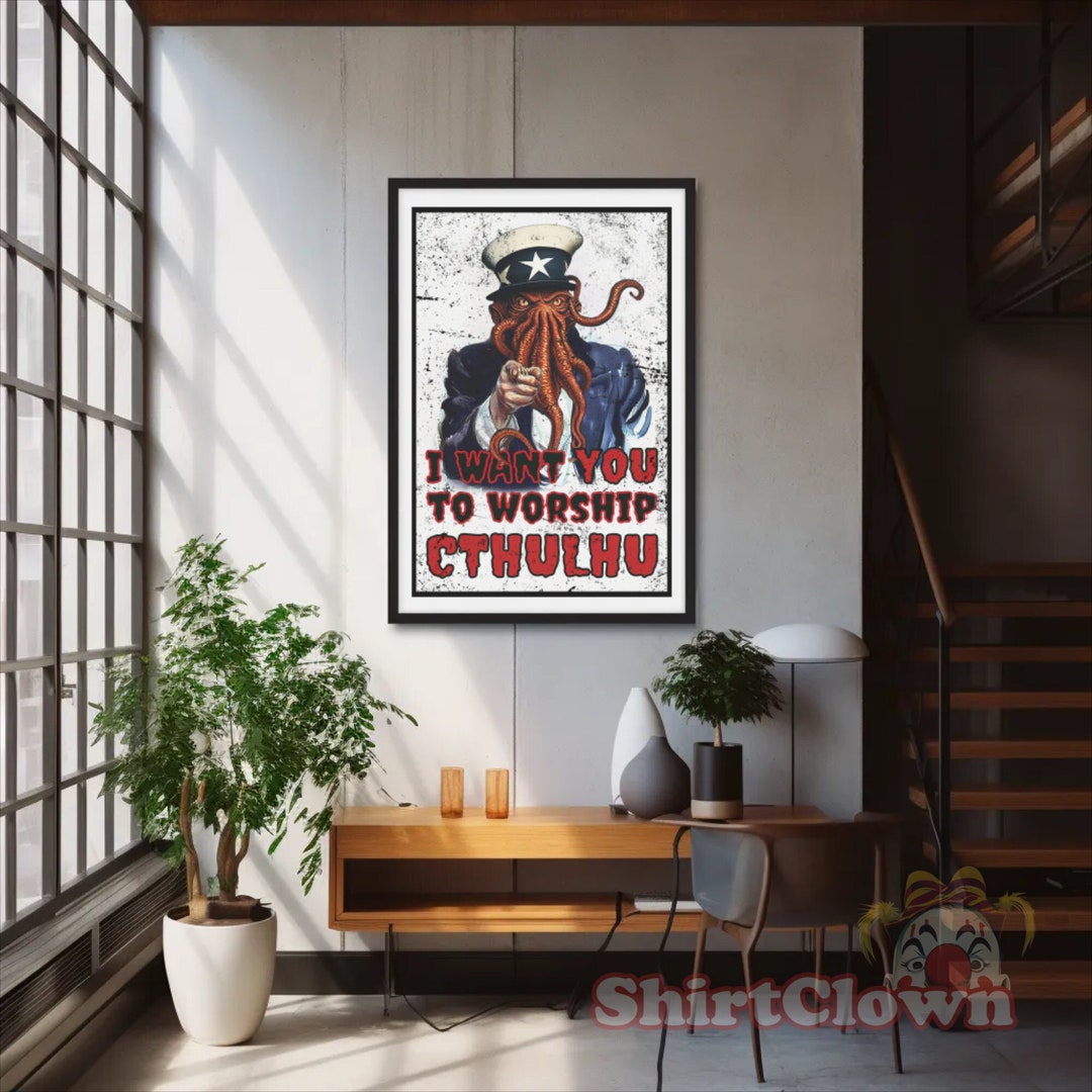 Cthulhu Uncle Sam Art Print | HP Lovecraft Poster Call of Cthulhu ...