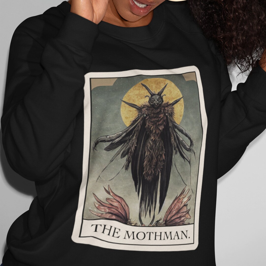 The Mothman Tarot Card Crewneck Sweatshirt | Cryptid Tee Cryptozoology ...
