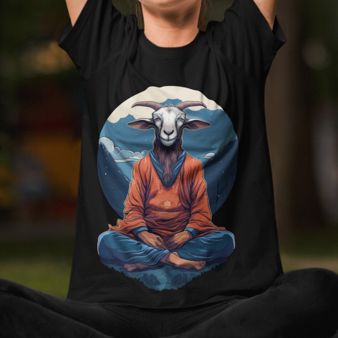 Meditating Goat Shirt | Goat Meditation Teeshirt | Spiritual Yoga T ...