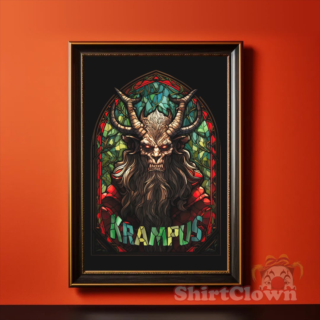 Krampus Stained Glass Poster | Krampus Art | Scary Christmas Decor ...