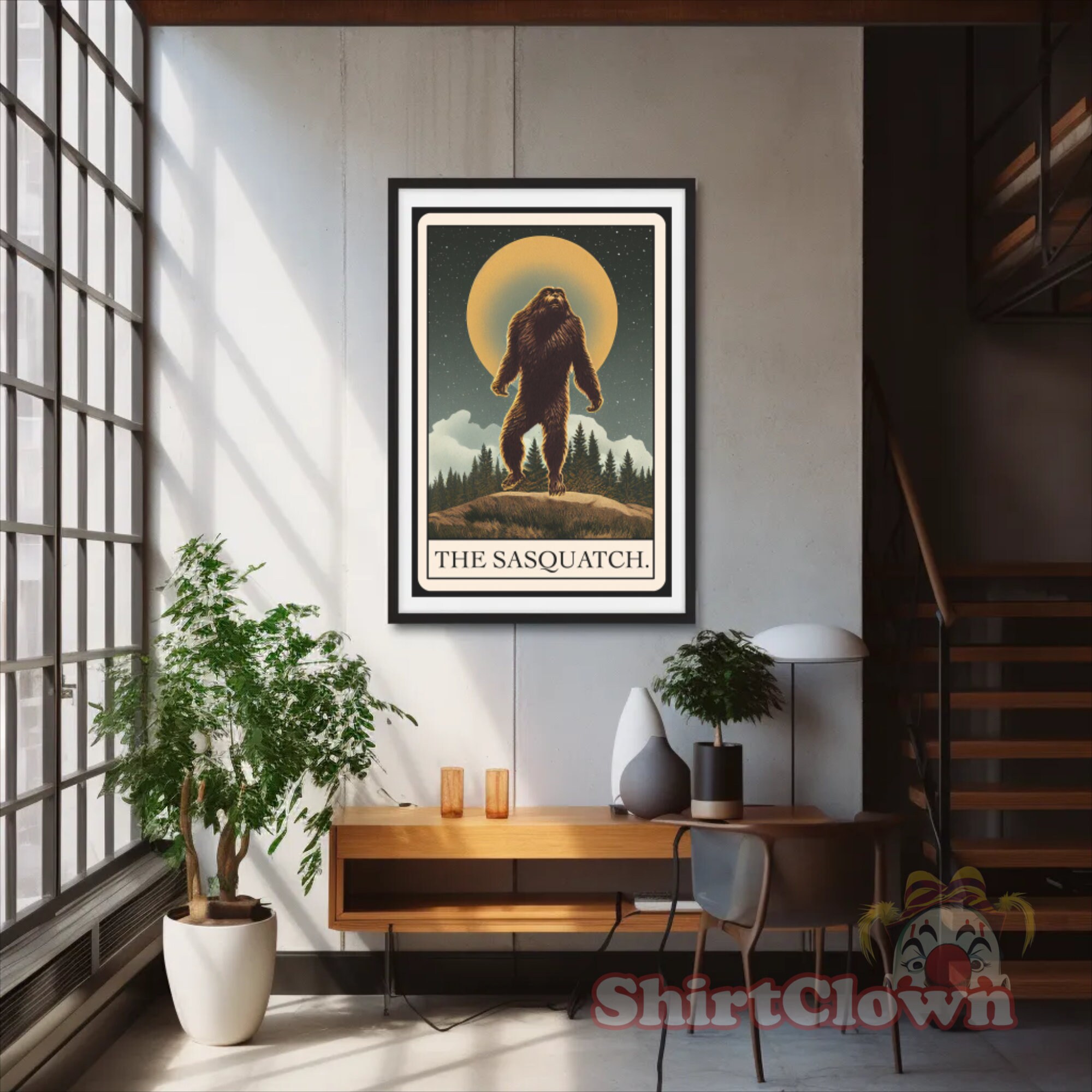 Sasquatch Tarot Card Art Print | Cryptid Poster Cryptozoology Wall Art ...