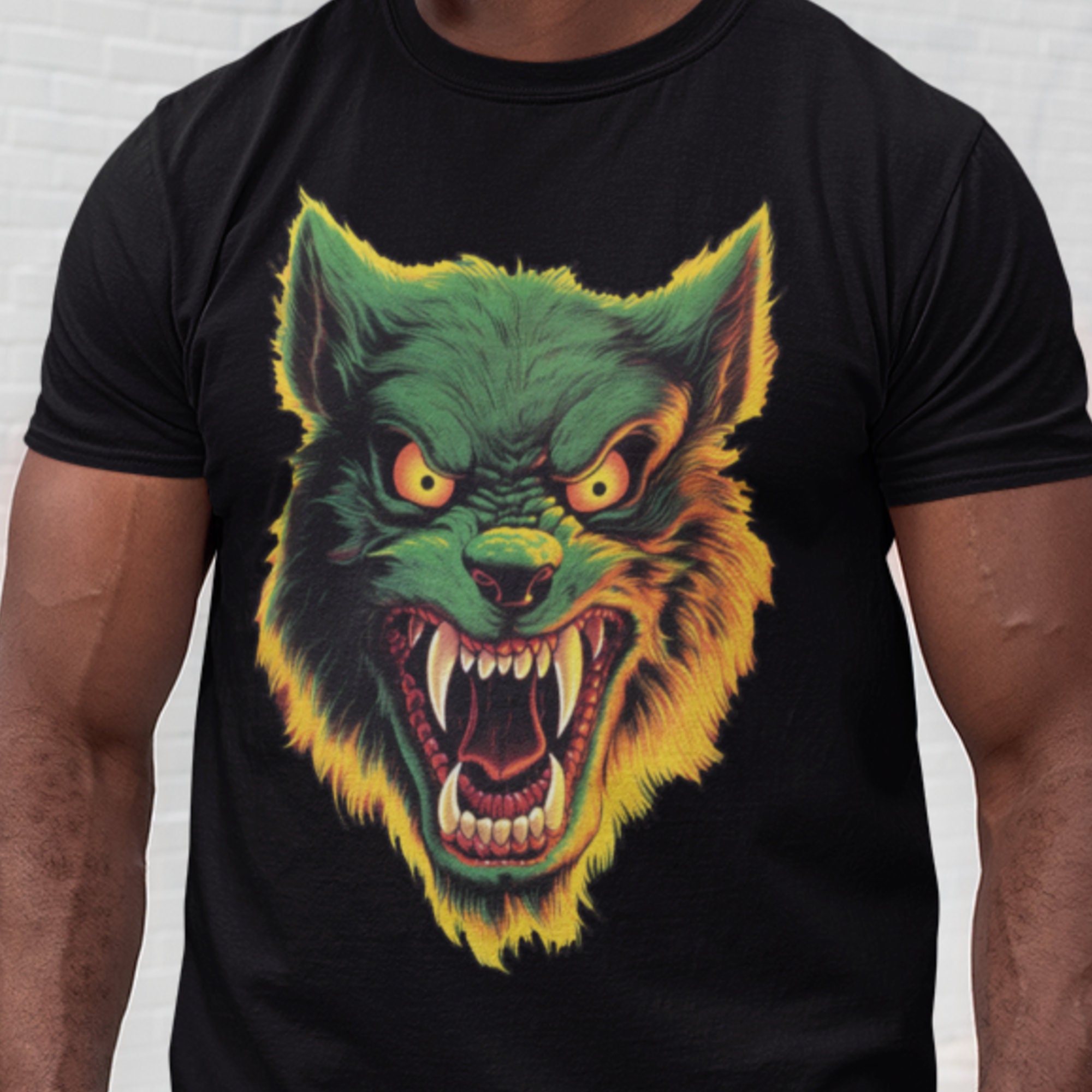 Werewolf T-shirt Retro Style Halloween Art Teeshirt Wolfman Shirt ...
