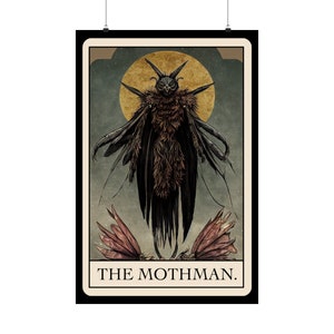The Mothman Tarot Card Art Print | Cryptid Artwork Cryptozoology Gift ...