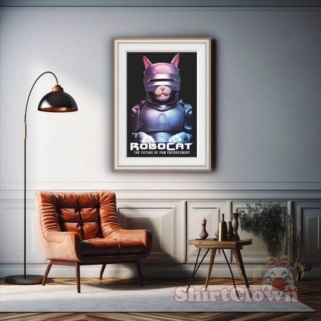 Robocat Art Print | Robocop Parody Poster | Wall Art Gift Decor Design ...