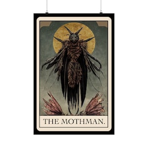 The Mothman Tarot Card Art Print | Cryptid Artwork Cryptozoology Gift ...
