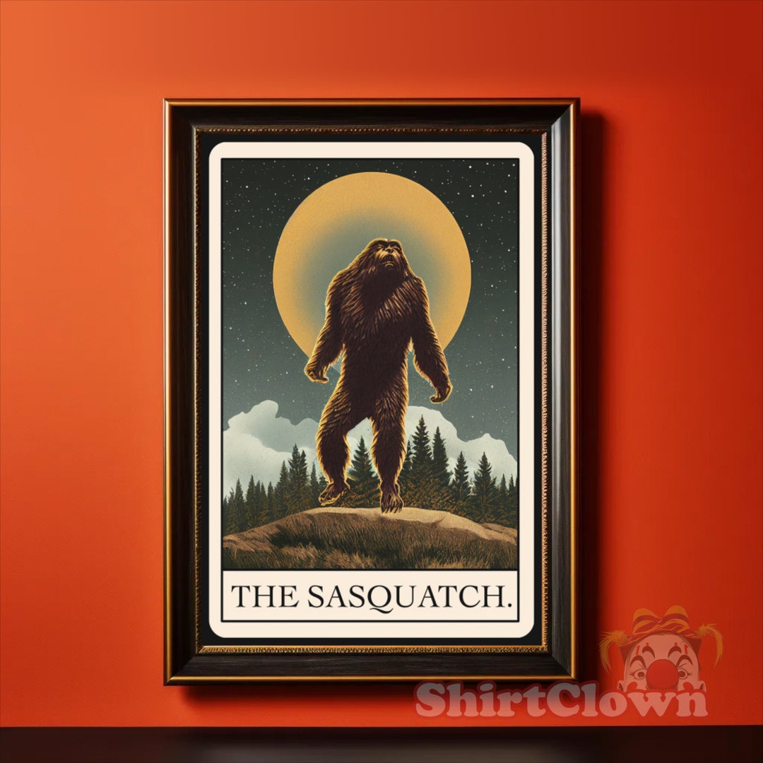 Sasquatch Tarot Card Art Print | Cryptid Poster Cryptozoology Wall Art Bigfoot Gift - Etsy