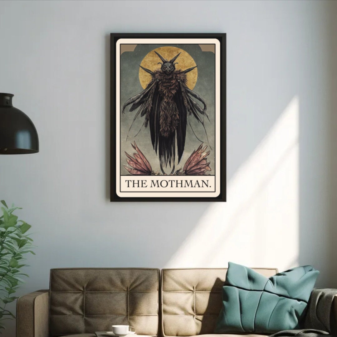 The Mothman Tarot Card Art Print | Cryptid Artwork Cryptozoology Gift ...
