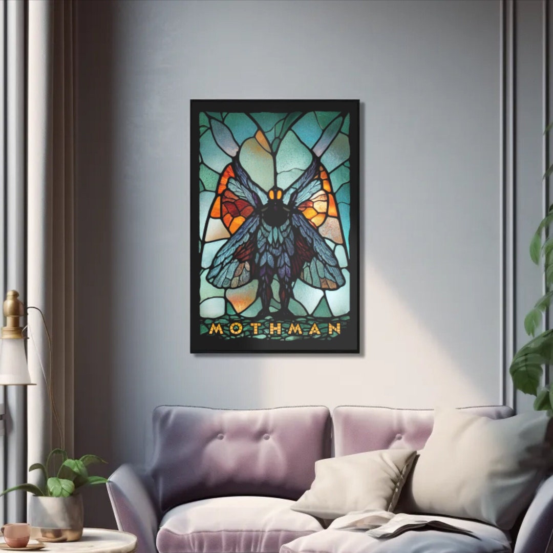 Mothman Stained Glass Art Print | Cryptid Artwork | Cult Monster Decor ...