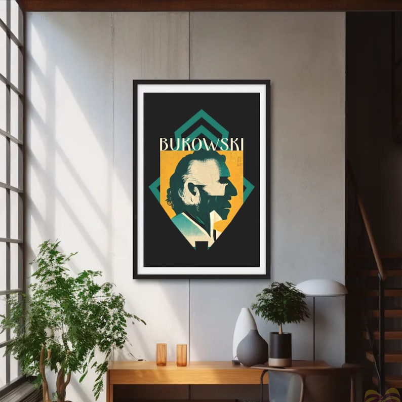 Charles Bukowski Art Deco Art Print Gift Poet Artwork Design - Etsy