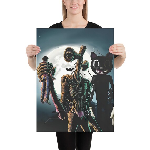 Siren Head and Cartoon Cat Poster - Etsy UK