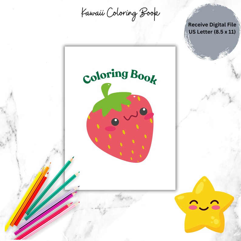 50 Kawaii Coloring Pages for Kids Cute Coloring Page Mega Bundle ...