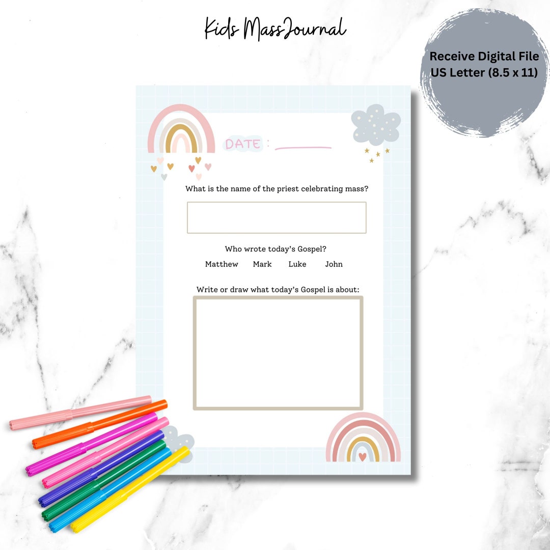 Kids Catholic Mass Journal Printable | Interactive Faith Journal for ...