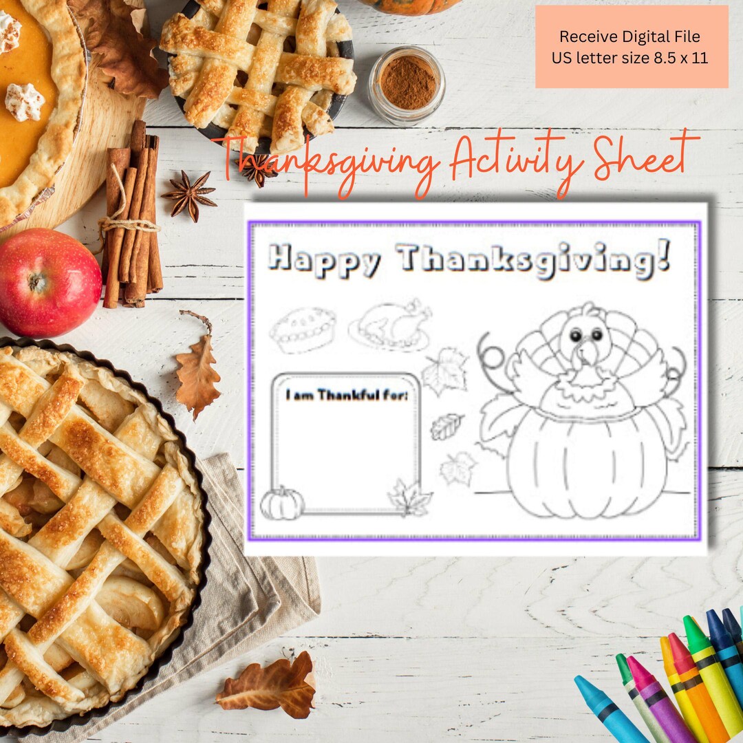 Thanksgiving 'I Am Thankful' Sheet & Placemat Fun Family Activity ...