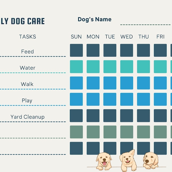 Daily Dog Care Chart - Etsy