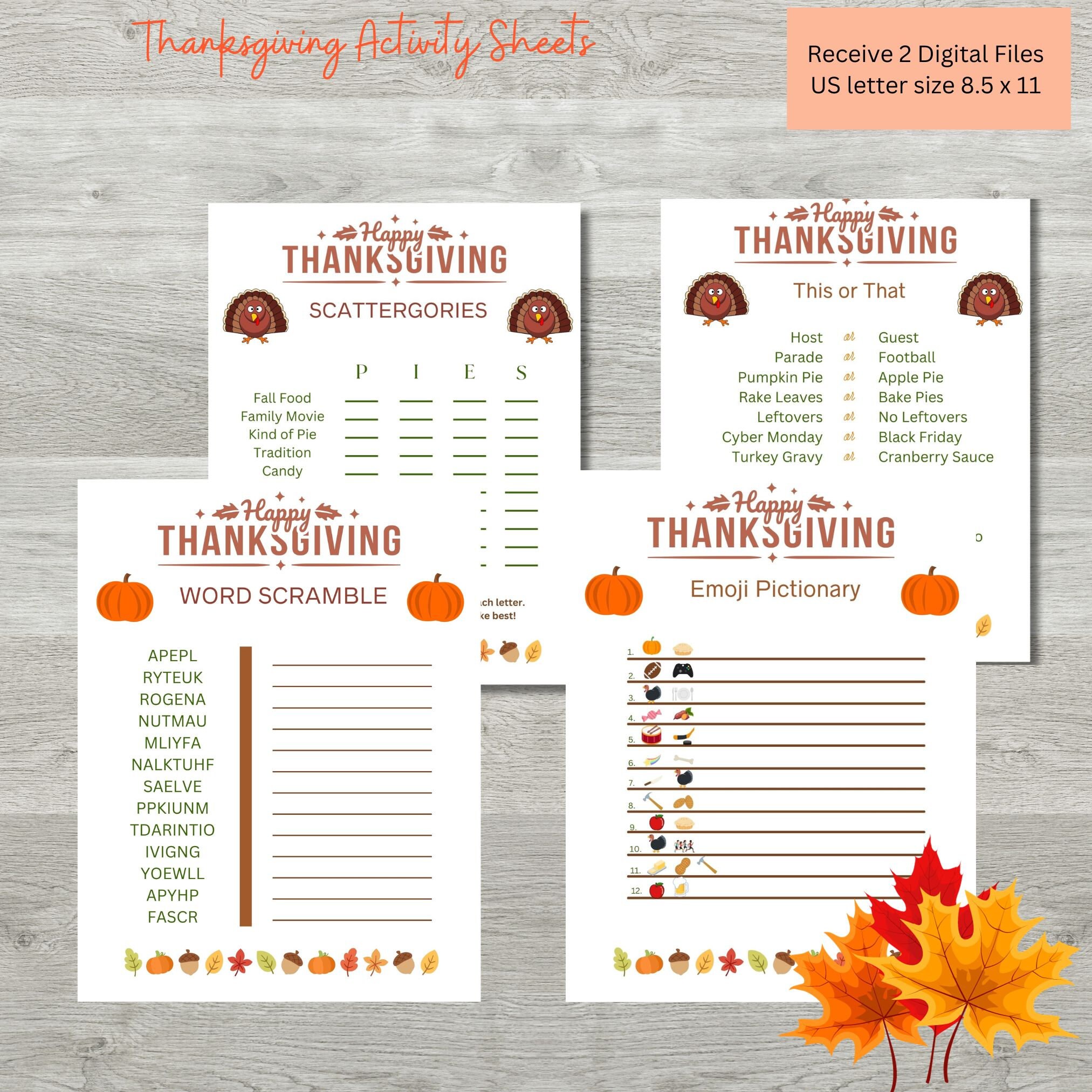 Thanksgiving Activity Sheets Pack, Thanksgivings Activity Bundle ...