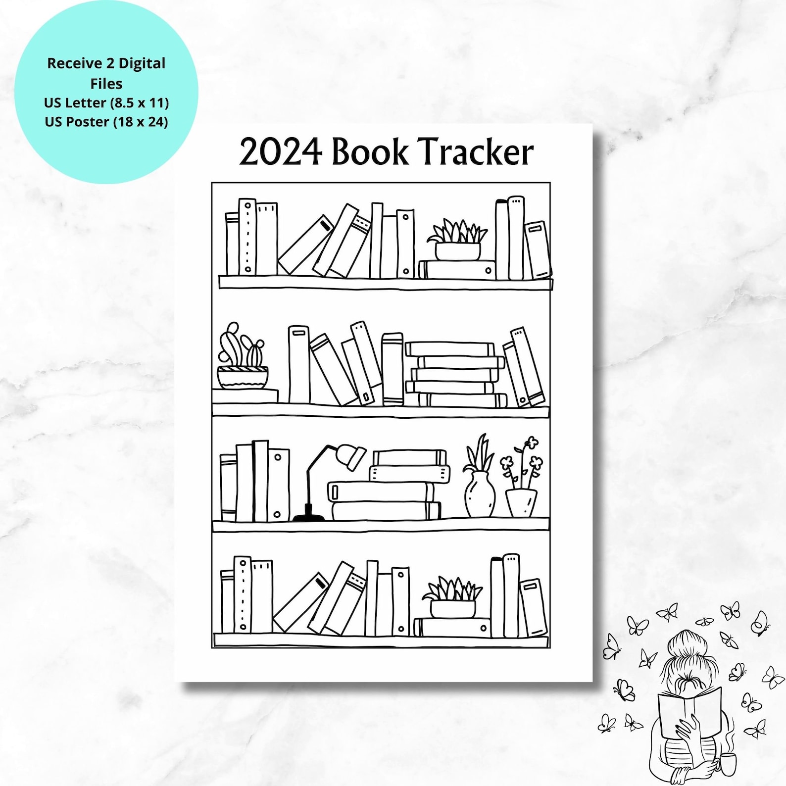 2024 Reading Tracker Printable digital/printable, Instant Download ...