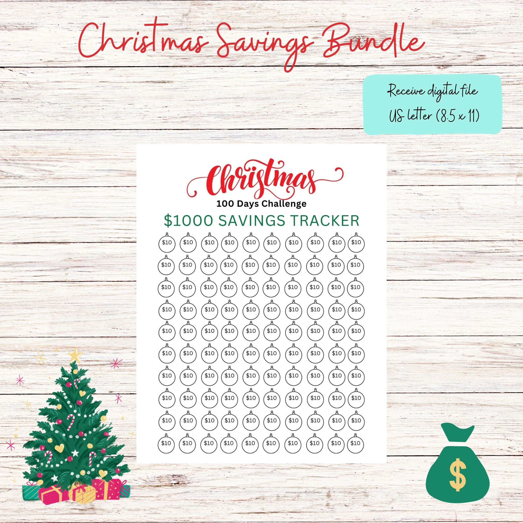 Christmas 100 Days Challenge Tracker digital/printable - Etsy