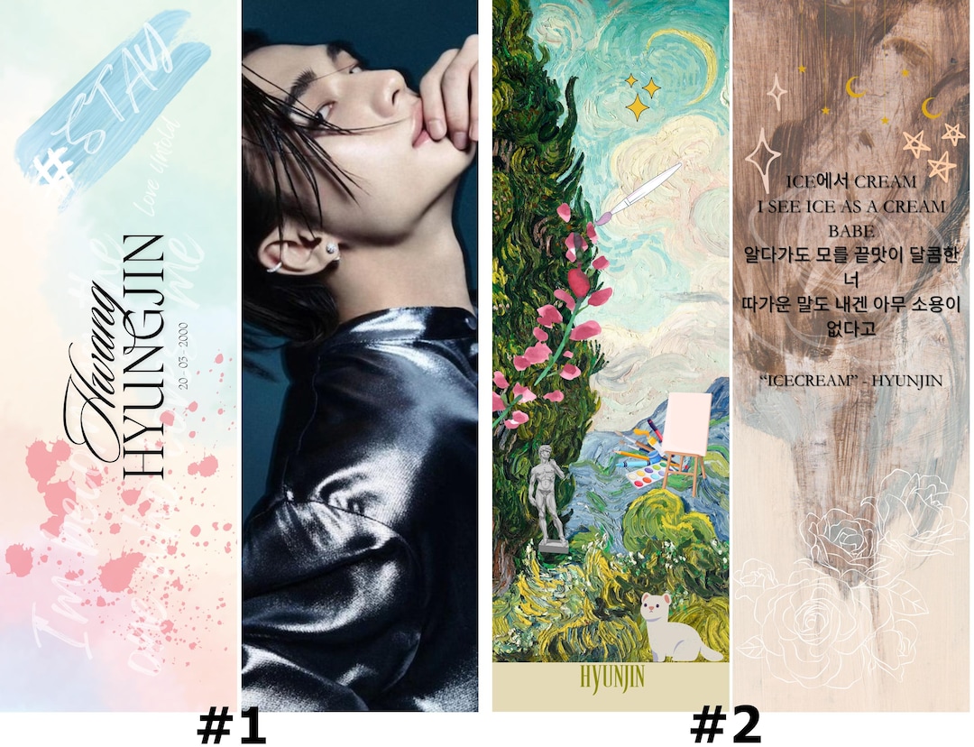 Straykids Hyunjin SKZ Inspired Bookmarks Glossy Laminated Finish - Etsy