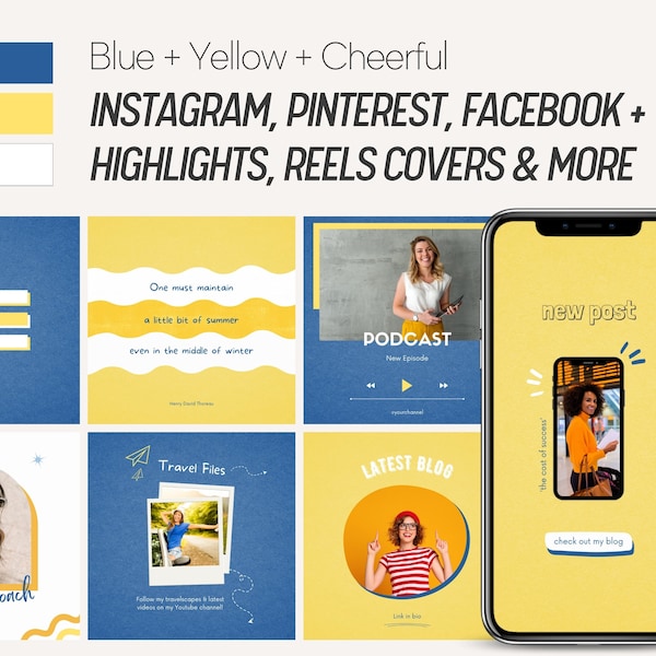 Blue Instagram Template - Etsy