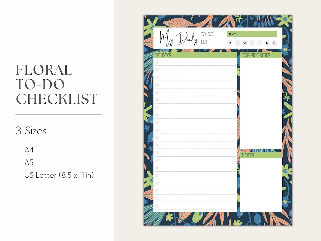 Floral to Do List | Printable or Digital to Do List | Print It or Use ...